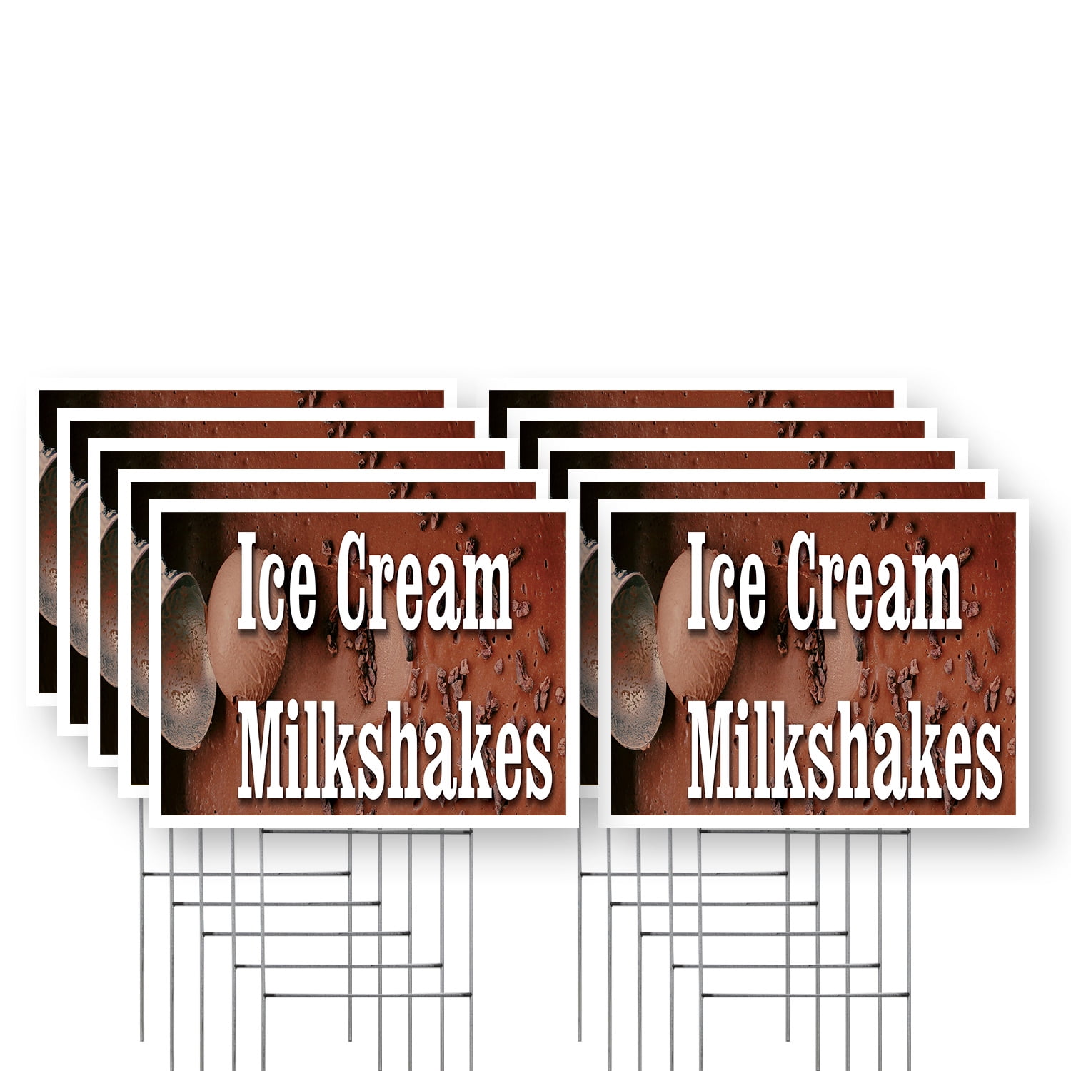 Ice Cream Milkshakes Yard Sign 10 Pack of 18 Inch x 24 Inch Double ...