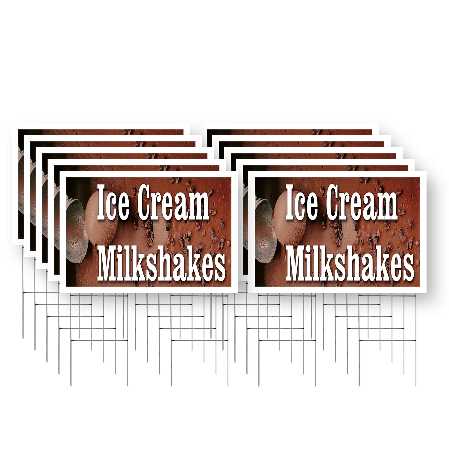 Ice Cream Milkshakes Yard Sign 10 Pack of 24 Inch x 36 Inch Single ...