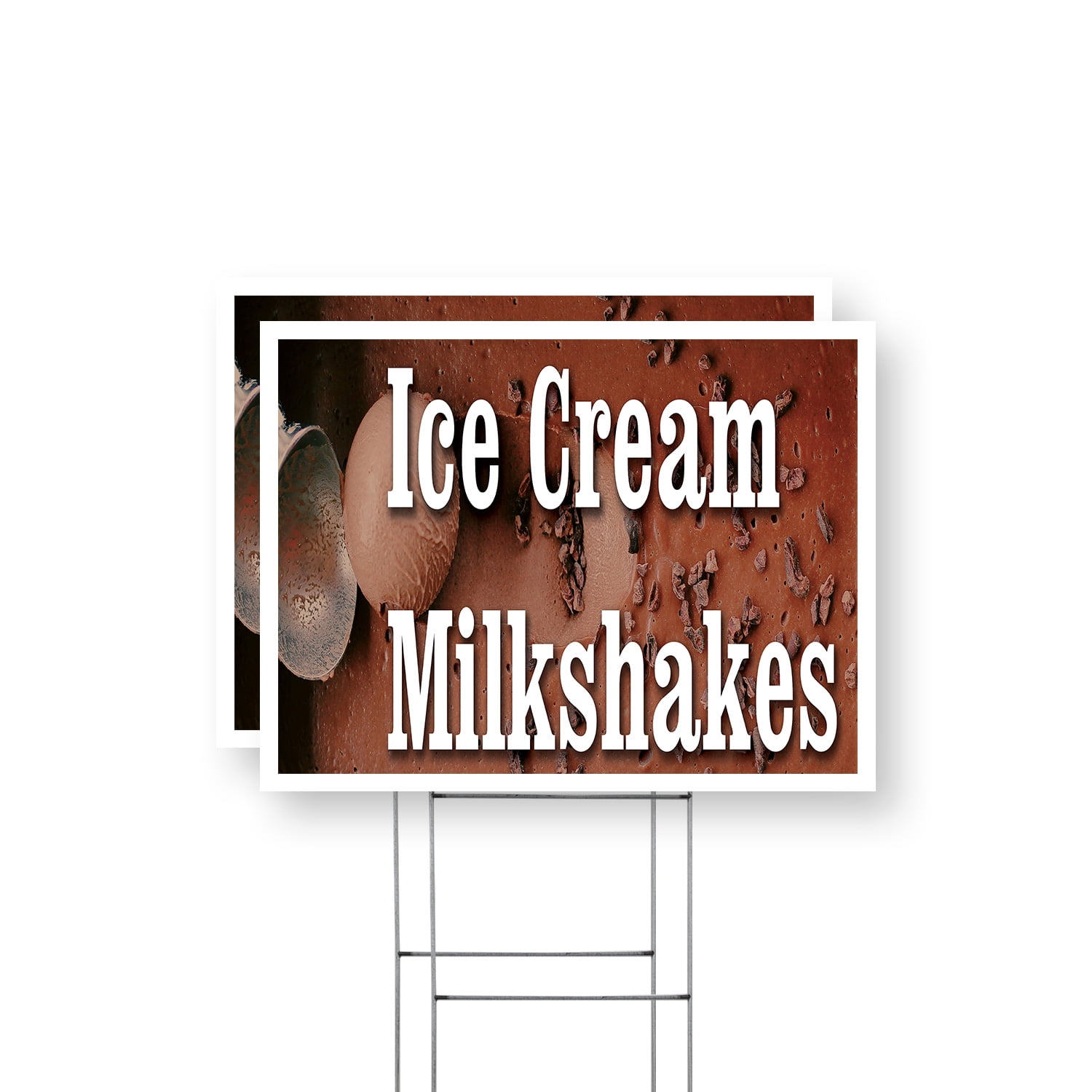 Ice Cream Milkshakes Yard Sign 2 Pack of 12 Inch x 16 Inch Single Sided ...
