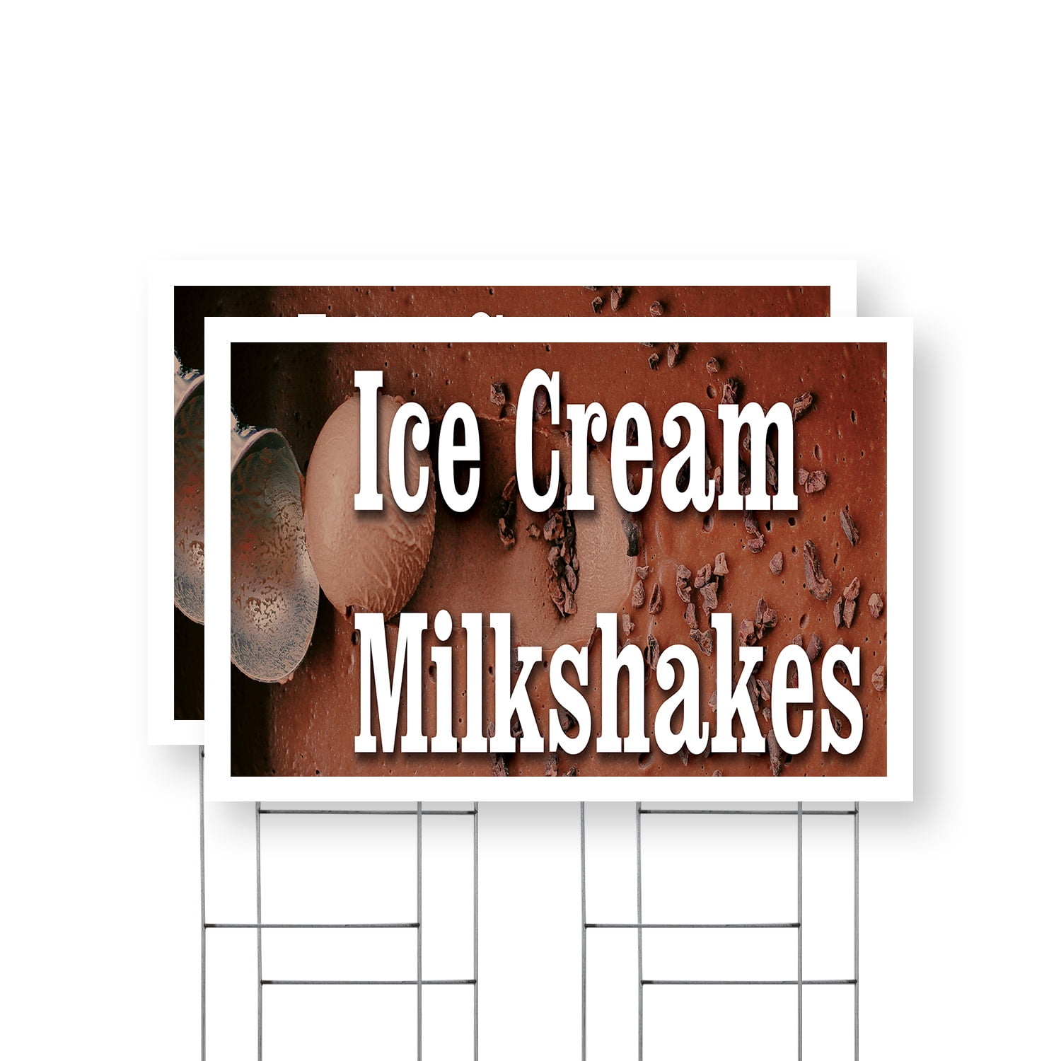 Ice Cream Milkshakes Yard Sign 2 Pack of 24 Inch x 36 Inch Double Sided ...