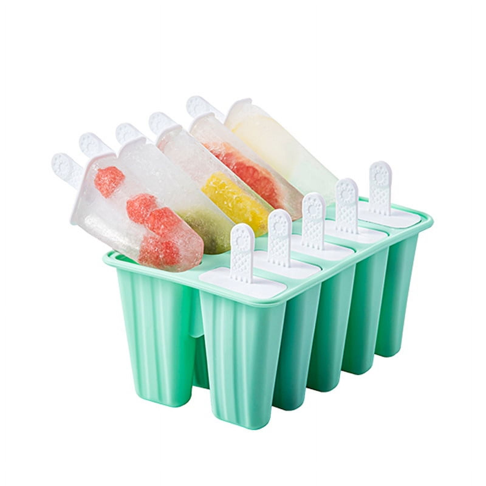 Ice Cream Molds (Green), 10 Cavities Ice Cream Molds, Reusable Popsicle ...