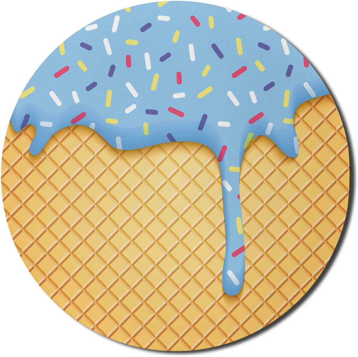 Ice Cream Mouse Pad for Computers, Waffle Background with Sky Blue ...