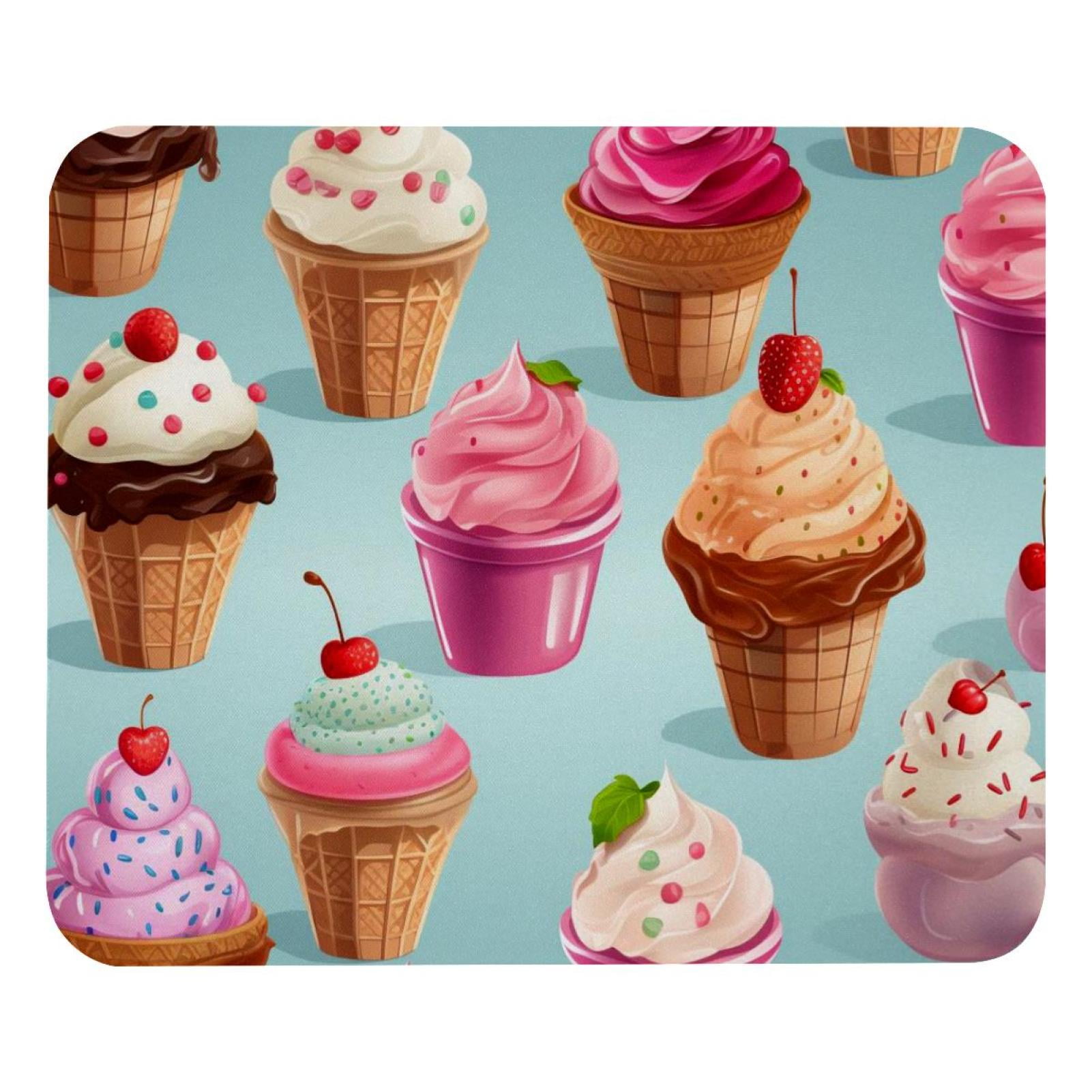 Ice Cream Mouse Pad, Rubber Base Computer Mouse Pads for Wireless Mouse ...
