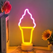 BrightSide 12" Heart Shaped LED Neon Table Light, Pink, Battery-Powered ...