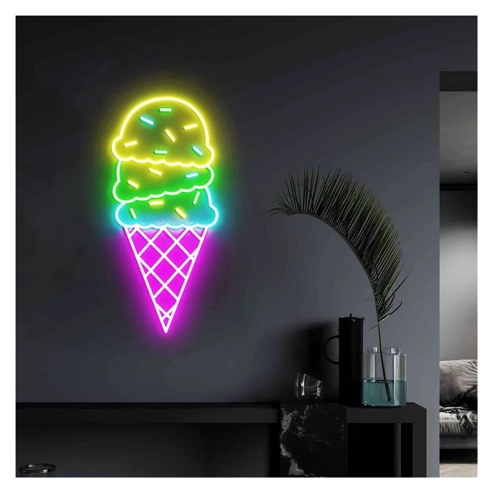 Ice Cream Neon Sign USB Powered Adjustable Brightness Ice Cream Shop ...