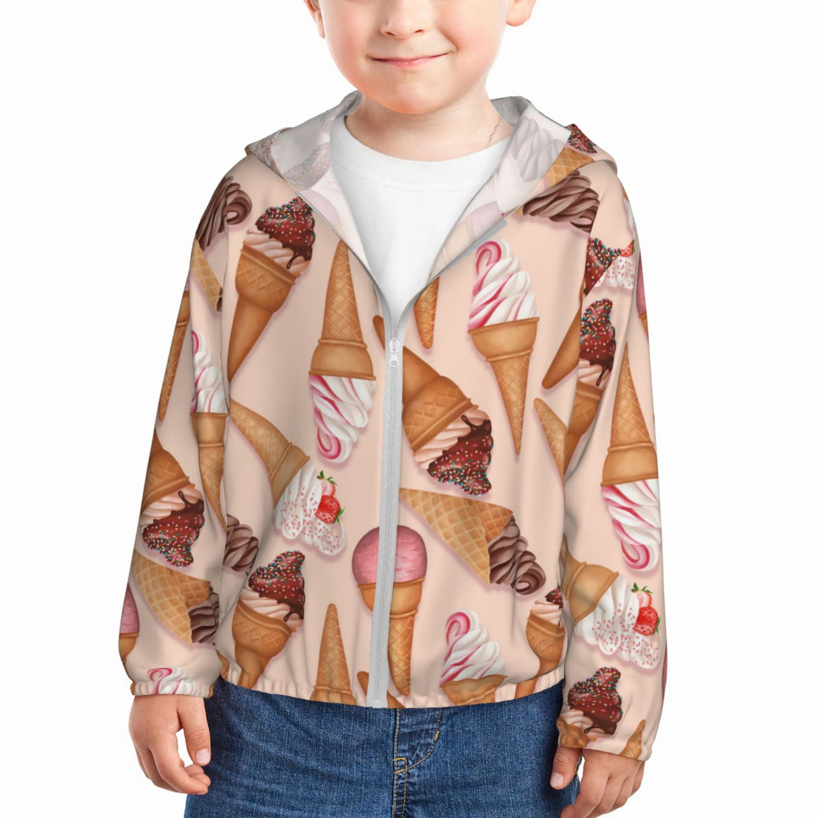 Ice Cream No.J9012 Sun Protection Clothing Zip Up Hoodie Lightweight Jacket Dry Fit Long Sleeve ...