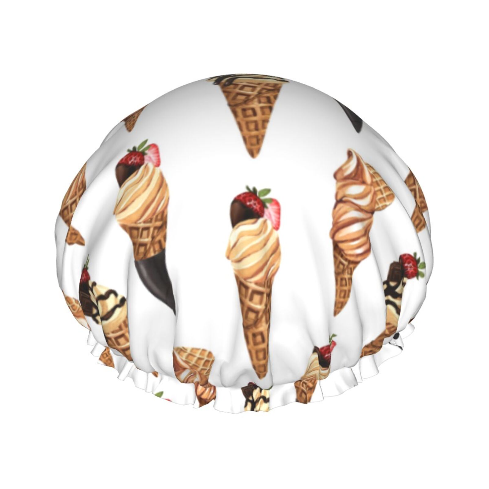 Ice Cream No.J9041 Shower Cap, Reusable Bath Hair Hat for all Hair ...