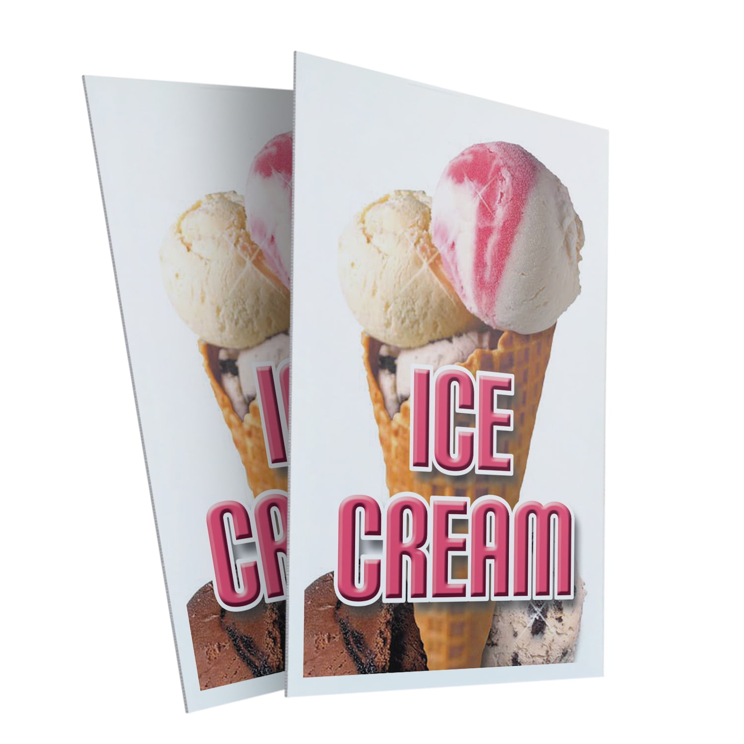 Ice Cream Old (2-PACK) 24" x 36" Plastic Signs | Sign Insert 4mm ...