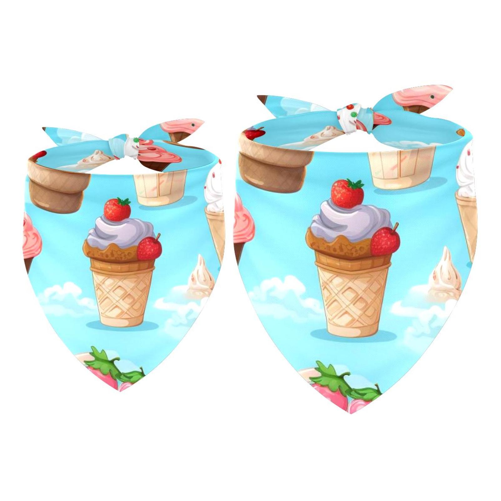 Ice Cream Pack of Two Dog Bandanas, Translucent Light Breathable ...