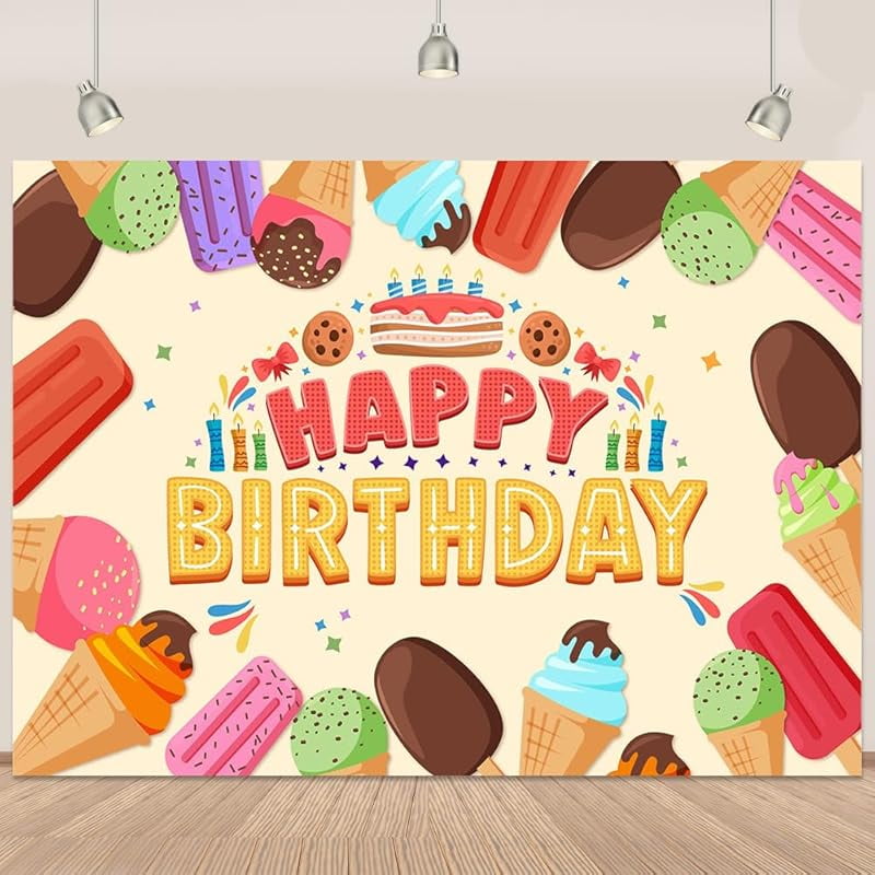 Ice Cream Parlor Backdrop Summer Ice Cream Birthday Backdrop Dessert ...