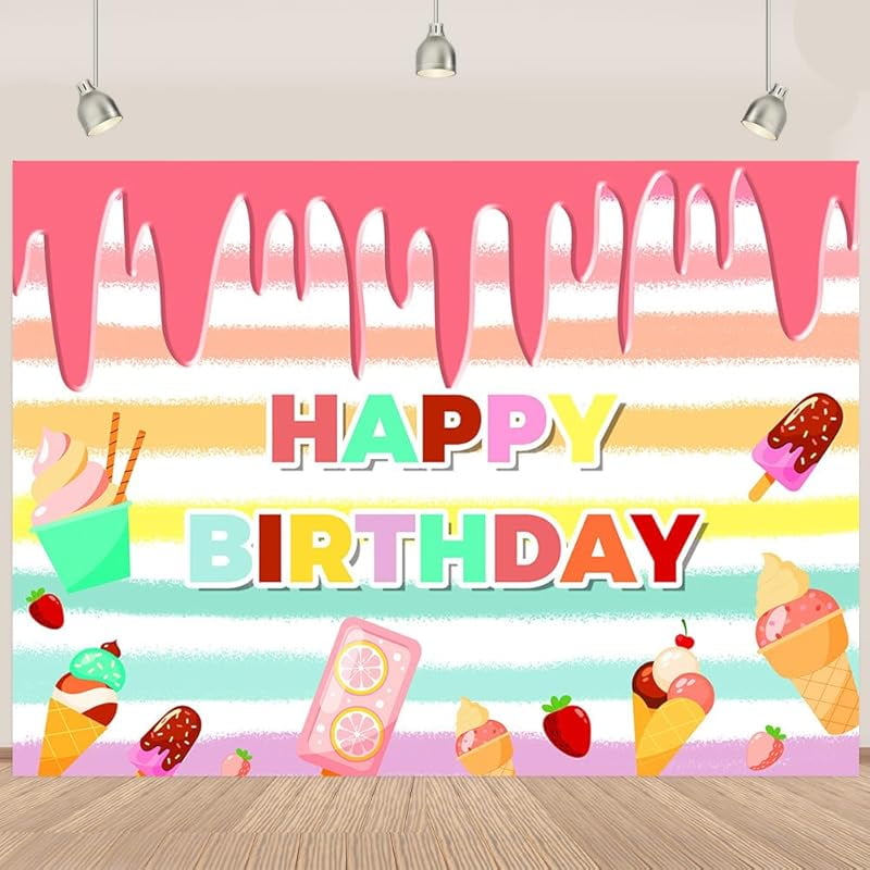 Ice Cream Parlor Backdrop Summer Ice Cream Birthday Backdrop Dessert ...