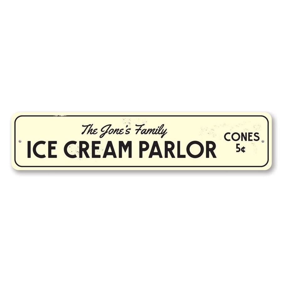 Ice Cream Parlor Sign Cones 5 Cents Ice Cream Shop Size: 4 x 16 Inch ...