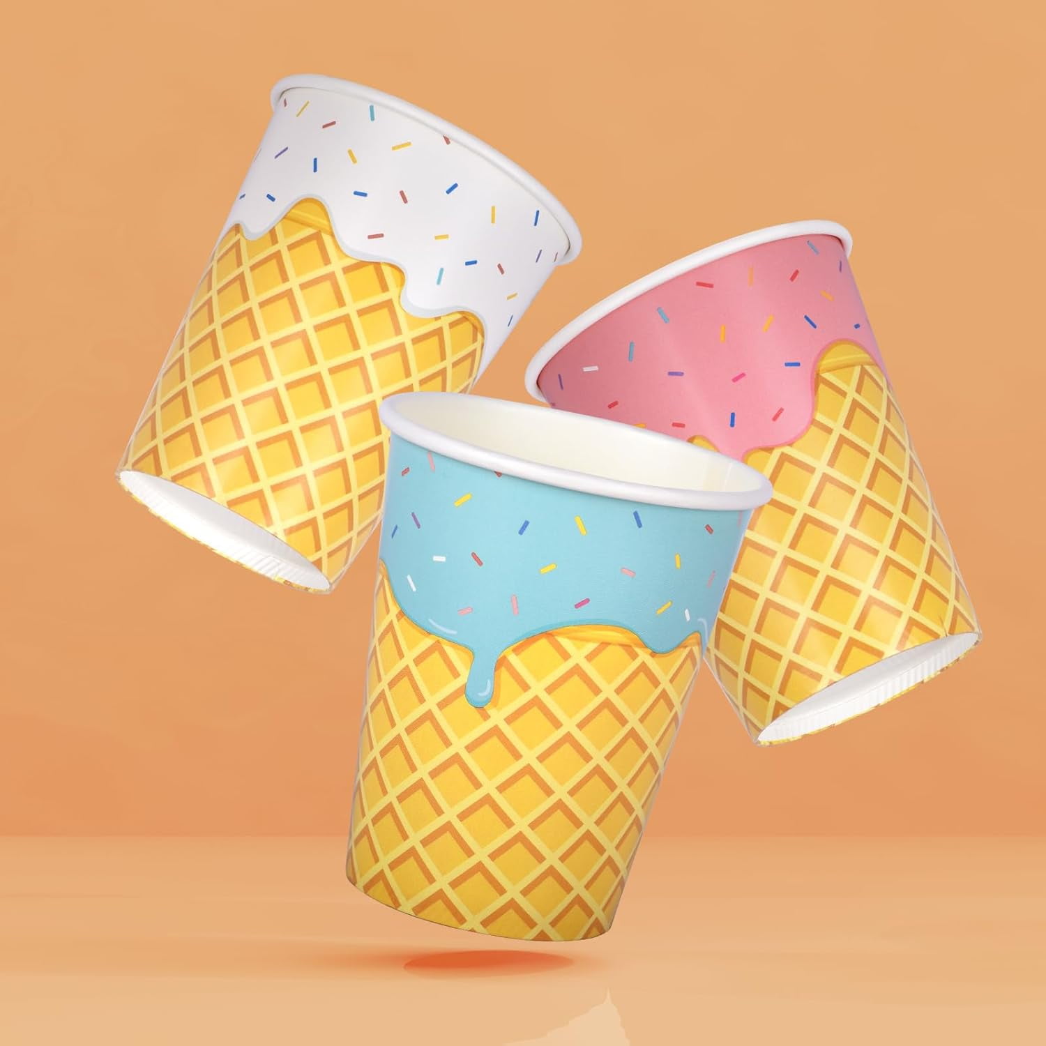 Ice Cream Party Supplies Set Paper Cups, 48-Pack 9-oz Party Decorations ...