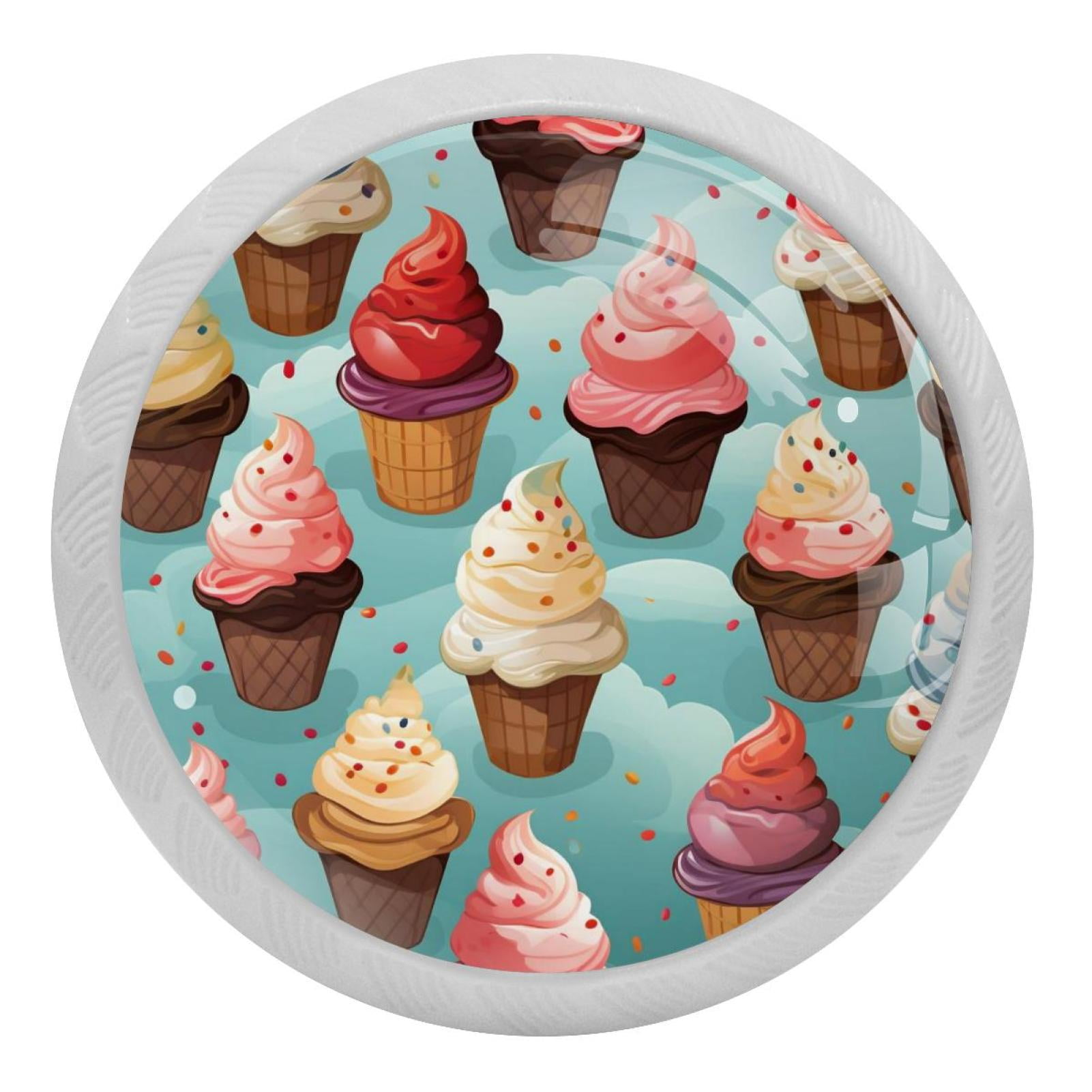 Ice Cream Pattern 4PCS Cabinet Knobs Pulls Fluorescent Drawer Handle ...