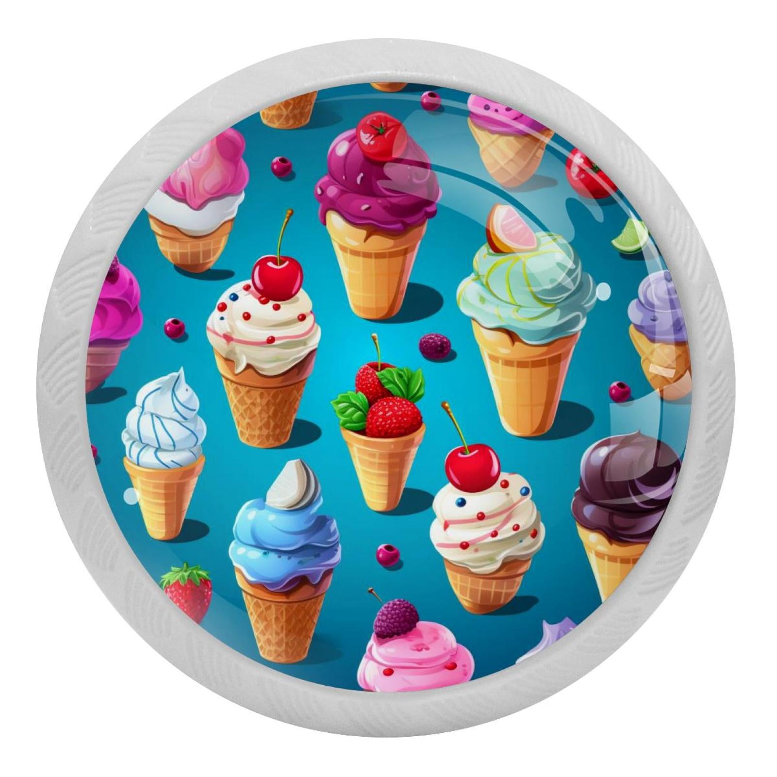 Ice Cream Pattern 4PCS Cabinet Knobs Pulls Fluorescent Drawer Handle ...