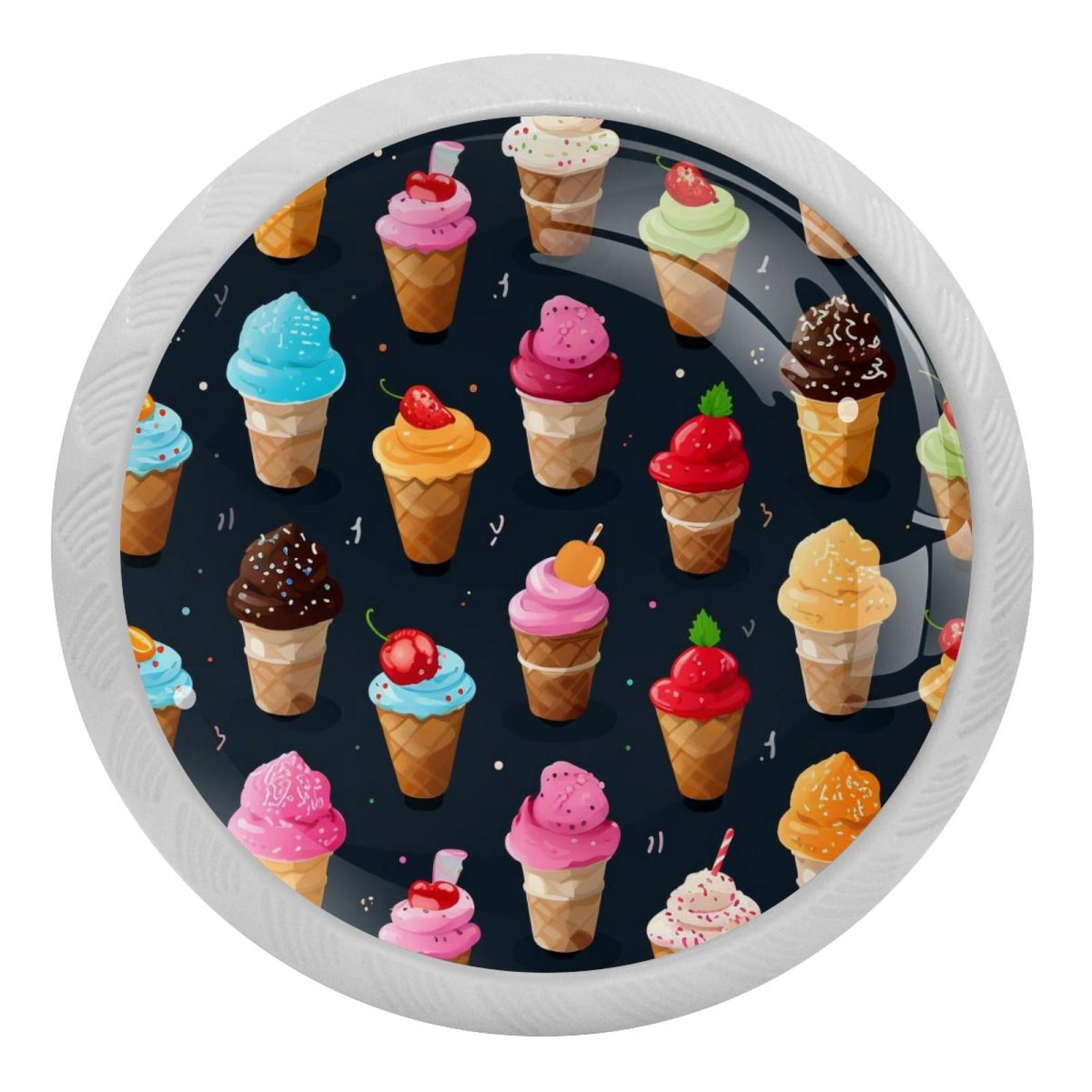 Ice Cream Pattern 4PCS Cabinet Knobs Pulls Fluorescent Drawer Handle ...