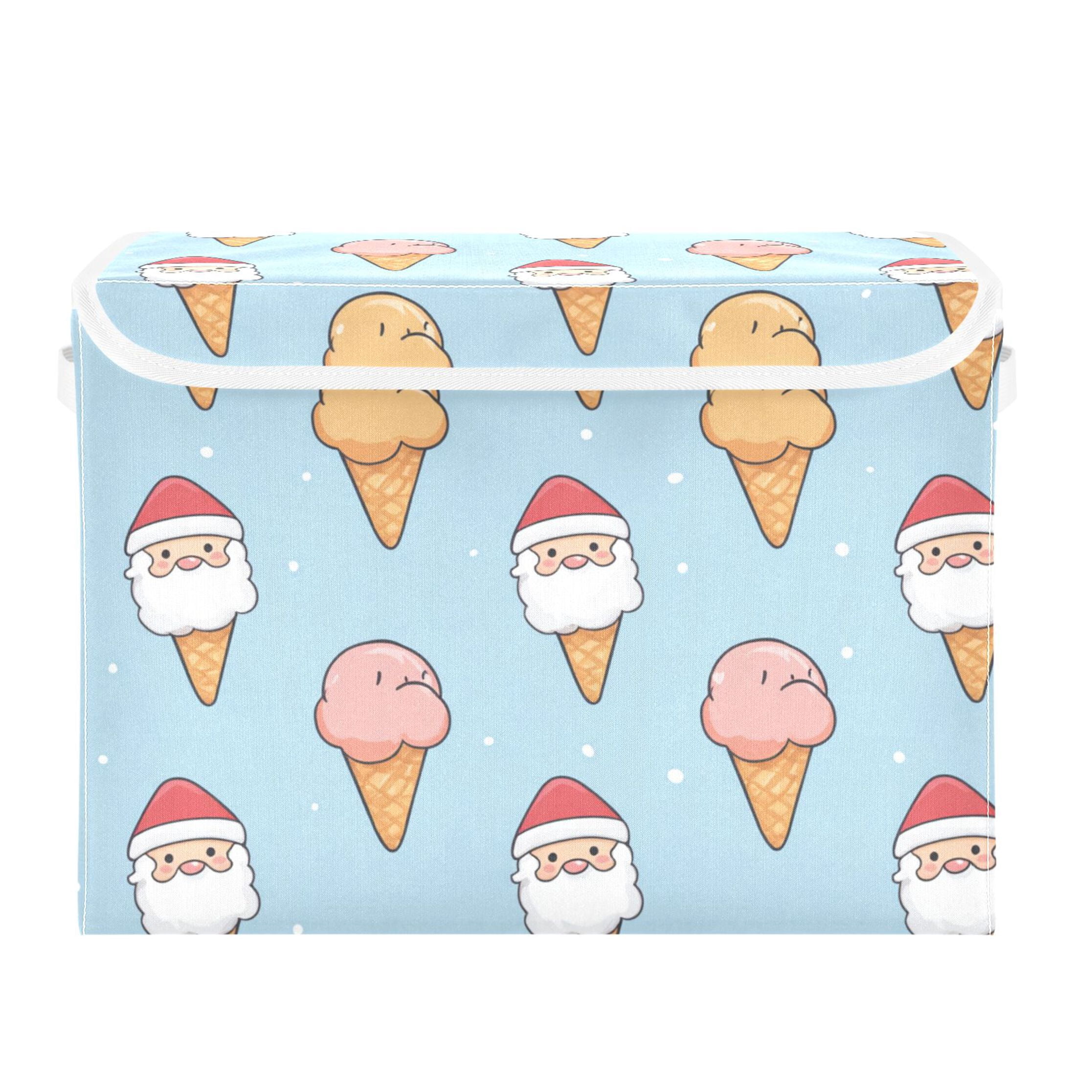 Ice Cream Pattern with Santa Claus Christmas Foldable Storage Bins with ...