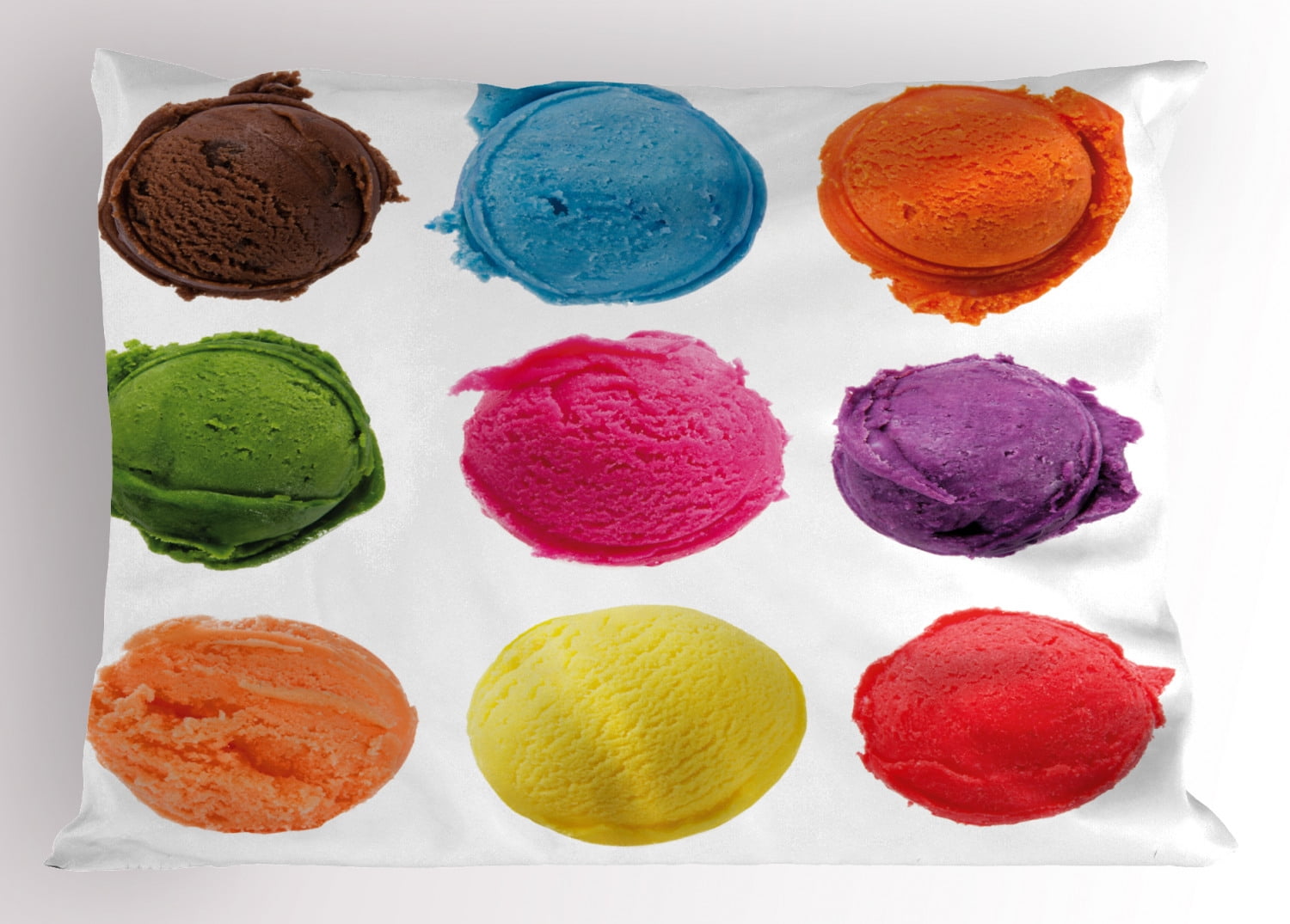 Ice Cream Pillow Sham Ice Cream Toppings with Colorful Various Flavor ...