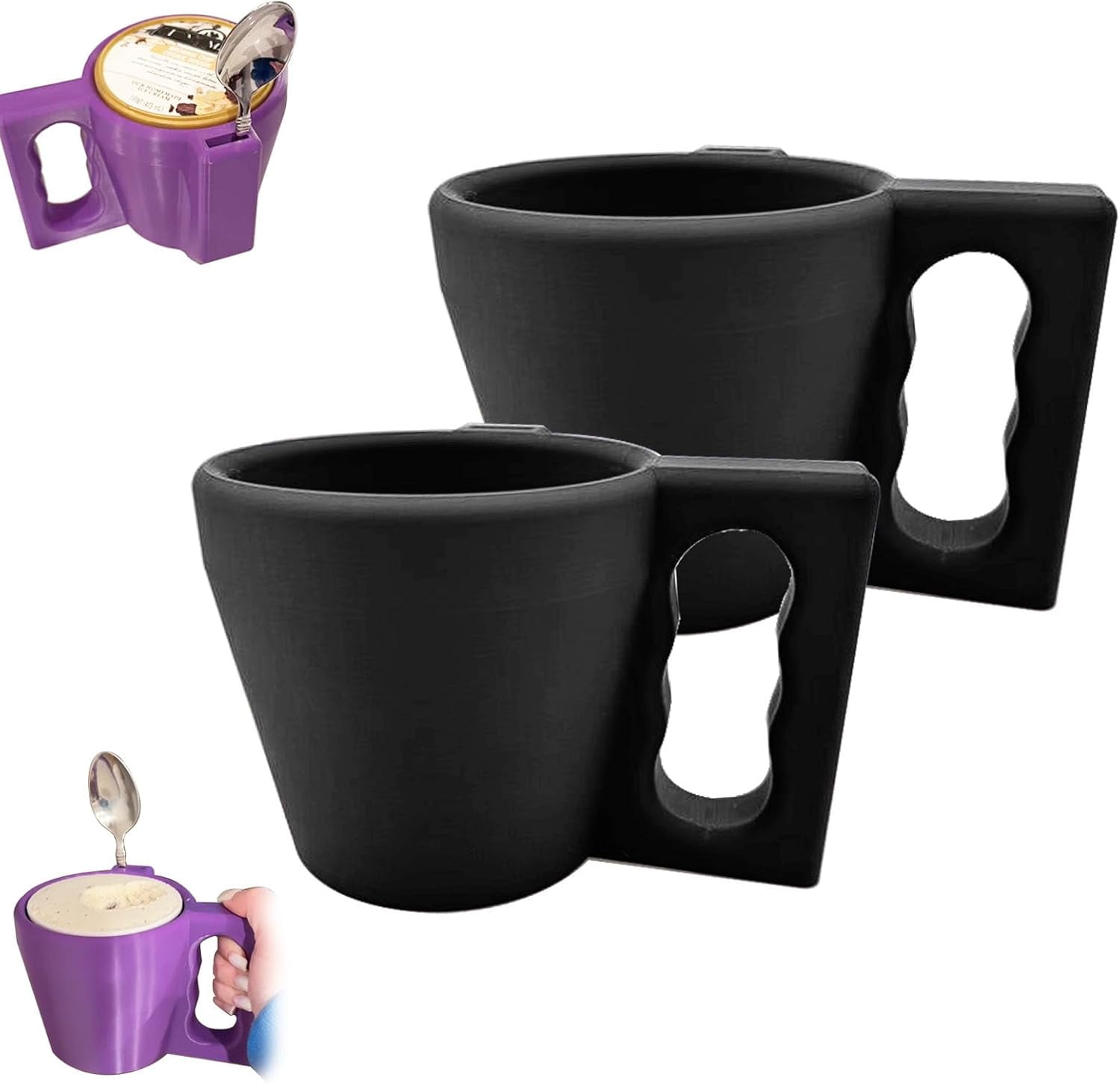 Ice Cream Pint Holder,Pint Size Ice Cream Handler With Handle & Spoon ...