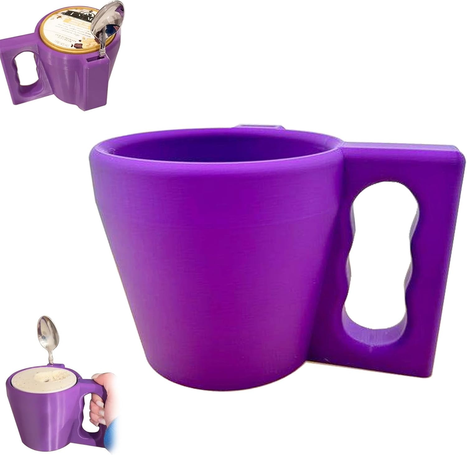 Ice Cream Pint Holder,Pint Size Ice Cream Handler With Handle & Spoon ...