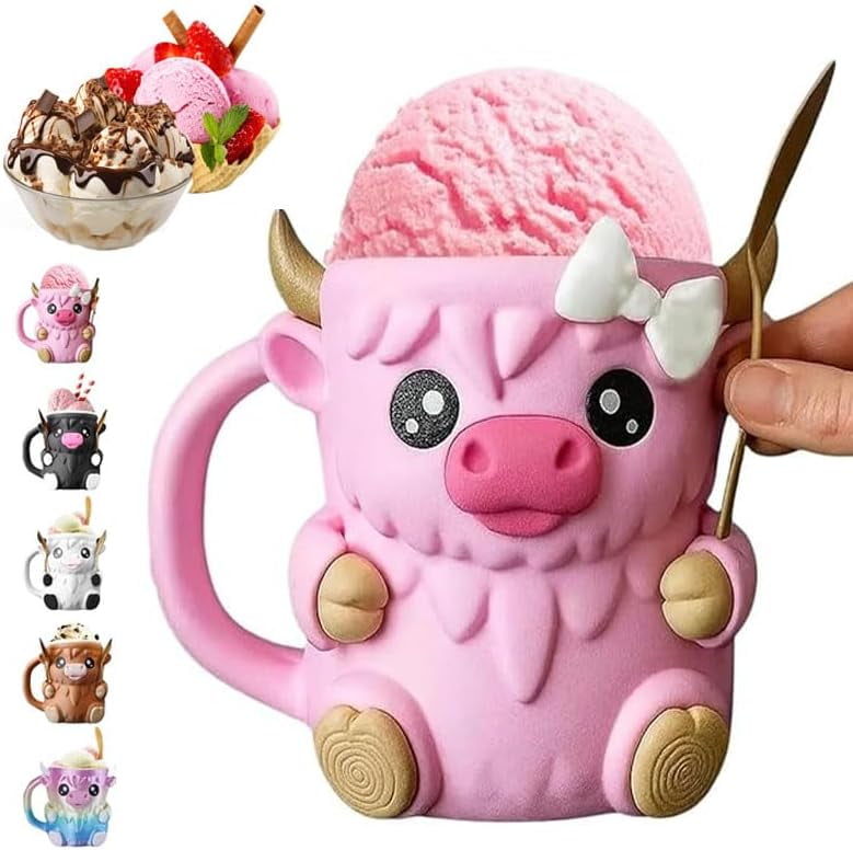 Ice Cream Pint Holder with Spoon Handle, Mug-Style Dessert Cup and Can ...