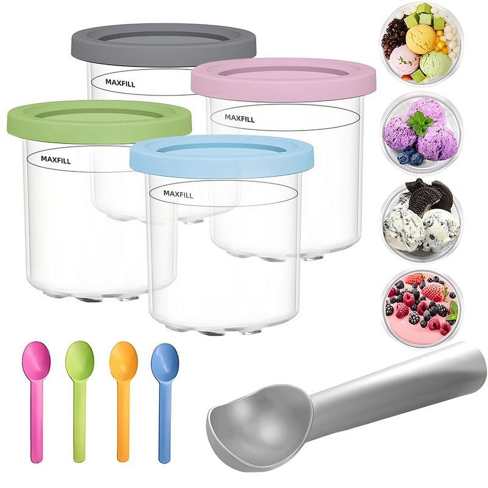Ice Cream Pints Containers, 4 Packs Cream Containers with Lids ...