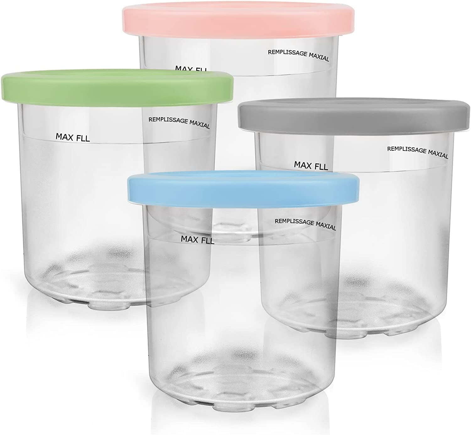 Ice Cream Pints Containers, 4 Packs Cream Containers with Lids ...