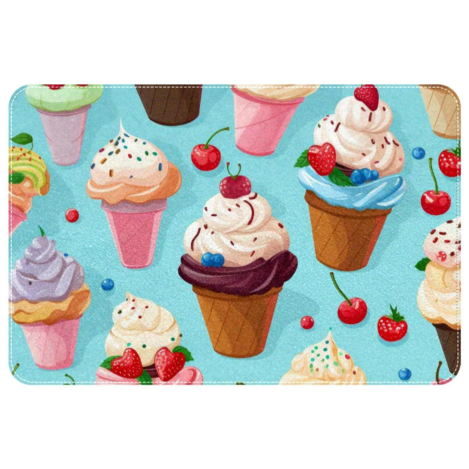 Ice Cream Polyester Non-Slip Machine Washable Chair Mats Floor Mat Area ...