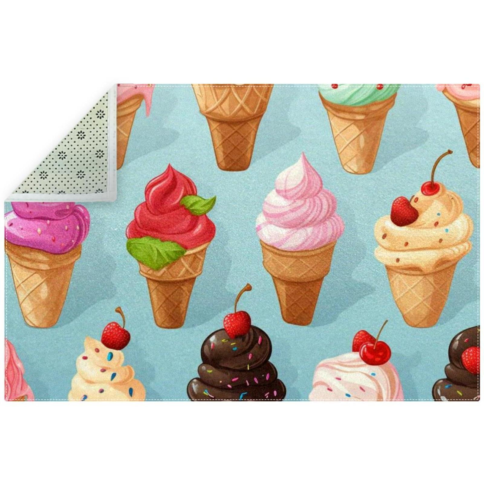 Ice Cream Polyester Office Rugs - Durable Right-Angle Floor Mat for ...