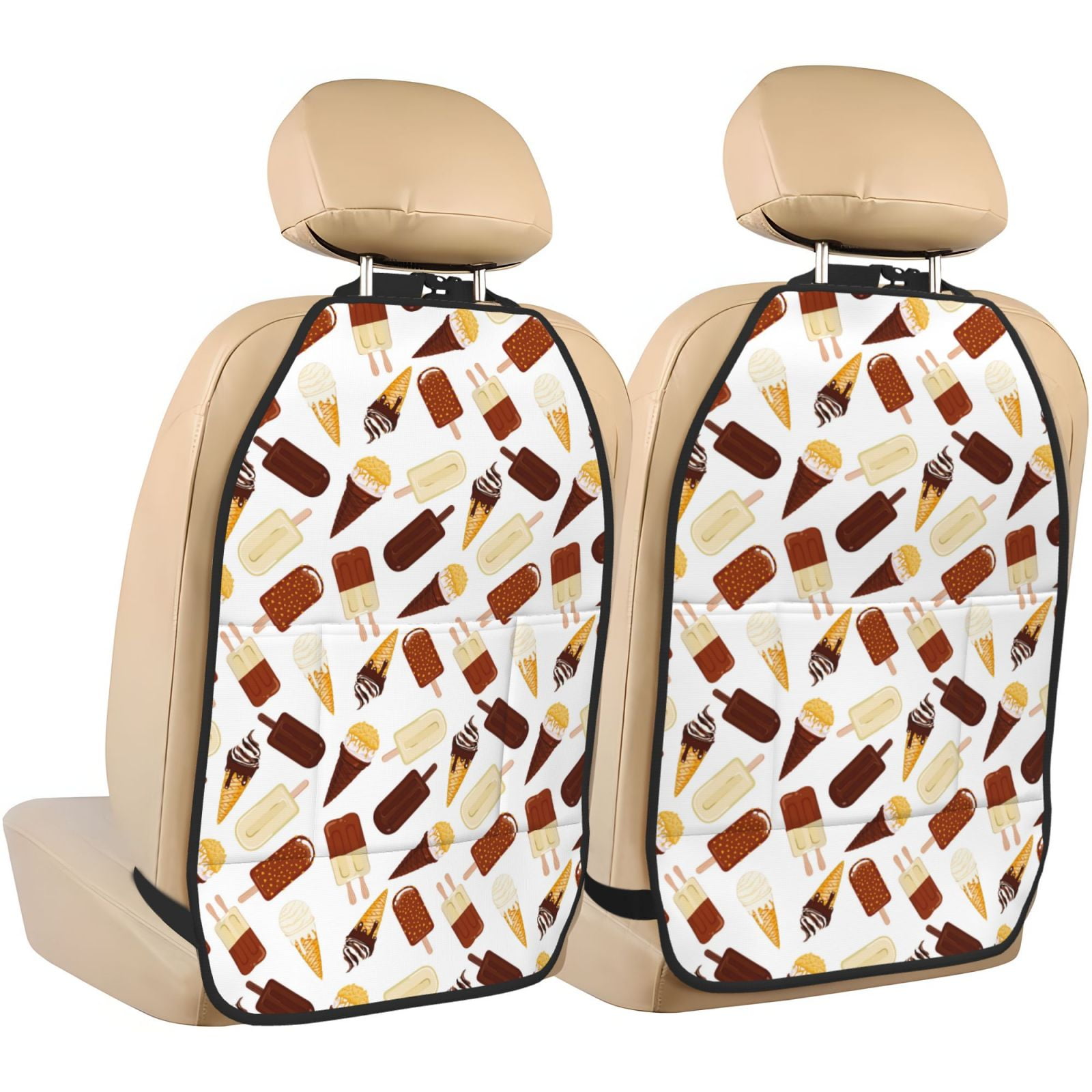 Ice Cream Popsicle Backseat Car Organizer, 2 Pack Kick Mats Back Seat ...