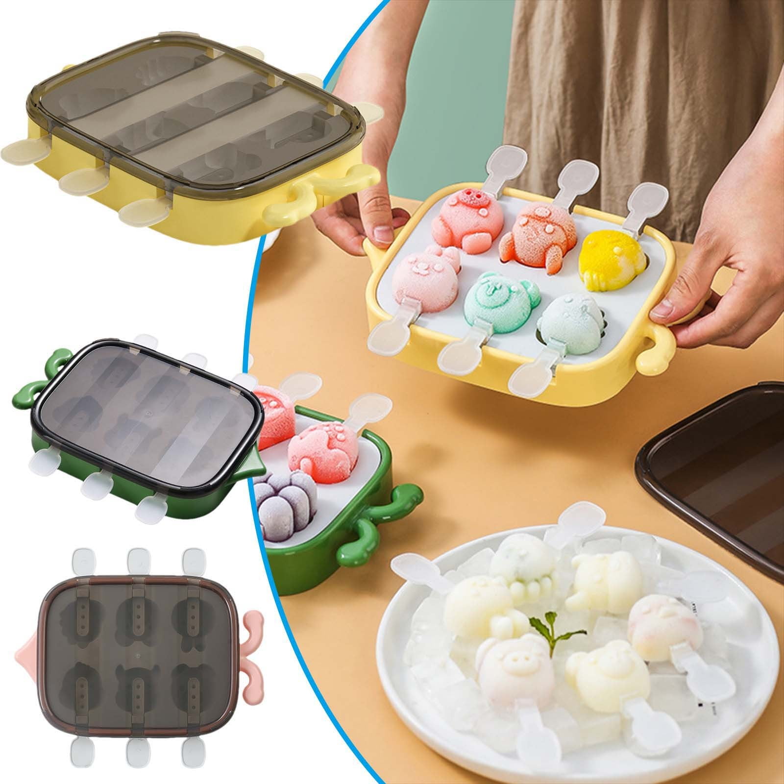 Ice Cream Popsicle Molds Set, 6 Fruit Shapes, Food Grade Silicone ...