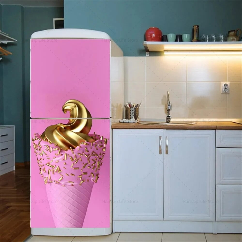 Ice Cream Printed Refrigerator Door Mural Stickers Wateproof PVC ...