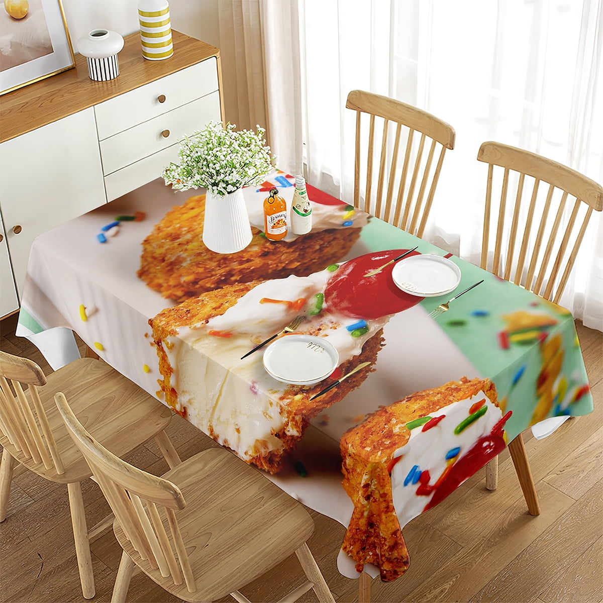 Ice Cream Rectangle Tablecloth Ice Cream Summer Beach Seaside Ice Cream ...