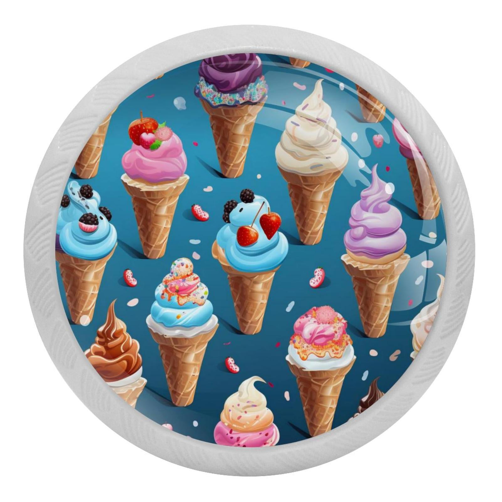 Ice Cream Round Glow-in-the-Dark Cabinet Knobs with Screws - 4 Pack ...