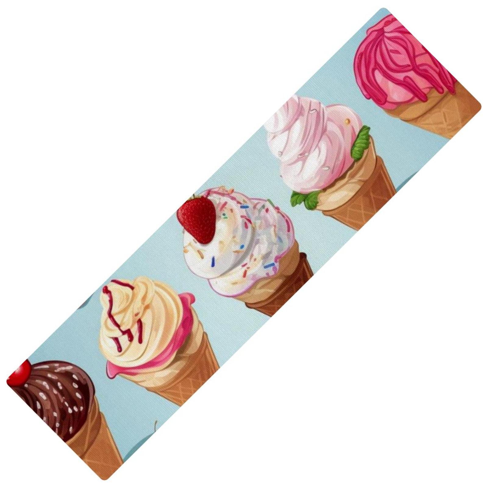 Ice Cream Rubber Mat Runner Rug Kitchen Rug Absorbent Washable 15.7"x59 ...