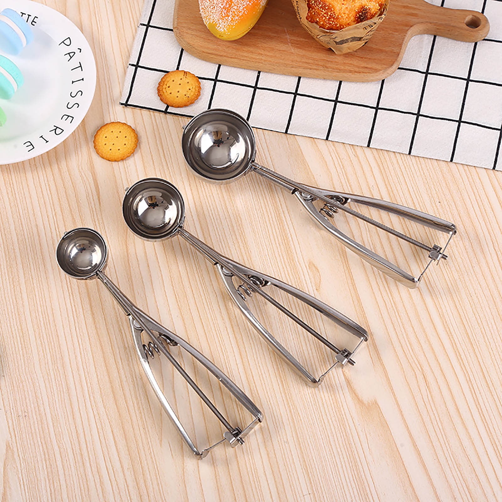 JHTPSLR Stainless Steel Ice Cream Scoop, Cookie Dough Scoops Set, Small ...