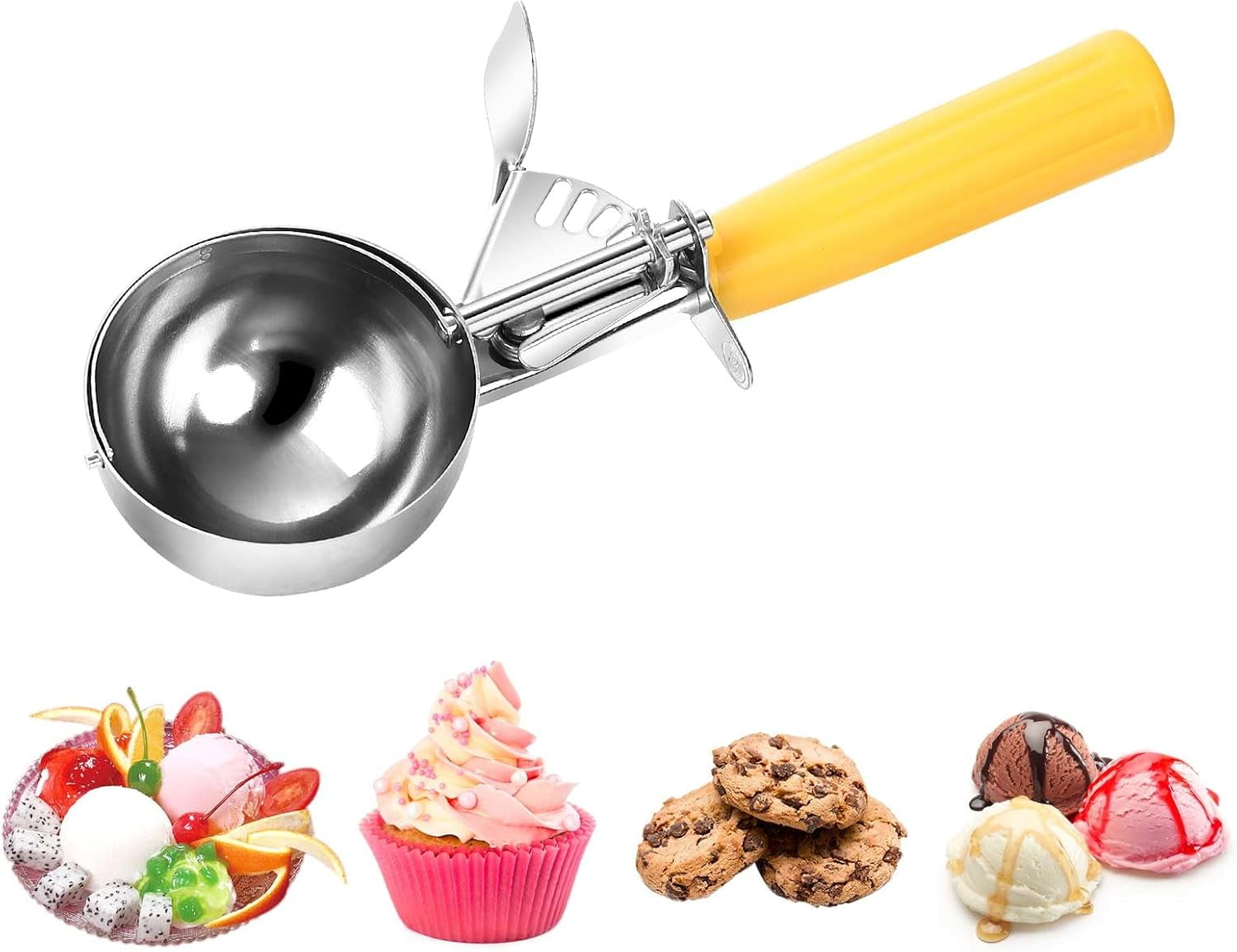 Ice Cream Scoop with Trigger, Cookie Scoops Set of 3 Portion Scoop 18/8 ...