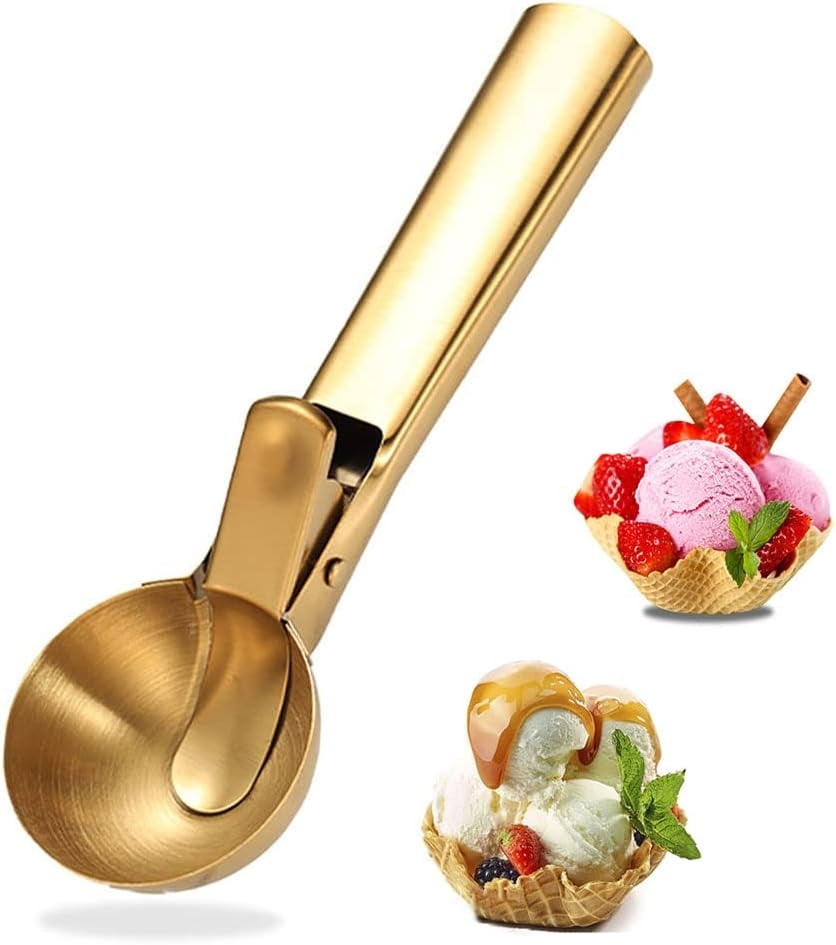 Ice Cream Scooper Stainless Steel, Cookie Scoopwith Trigger Heavy Duty ...