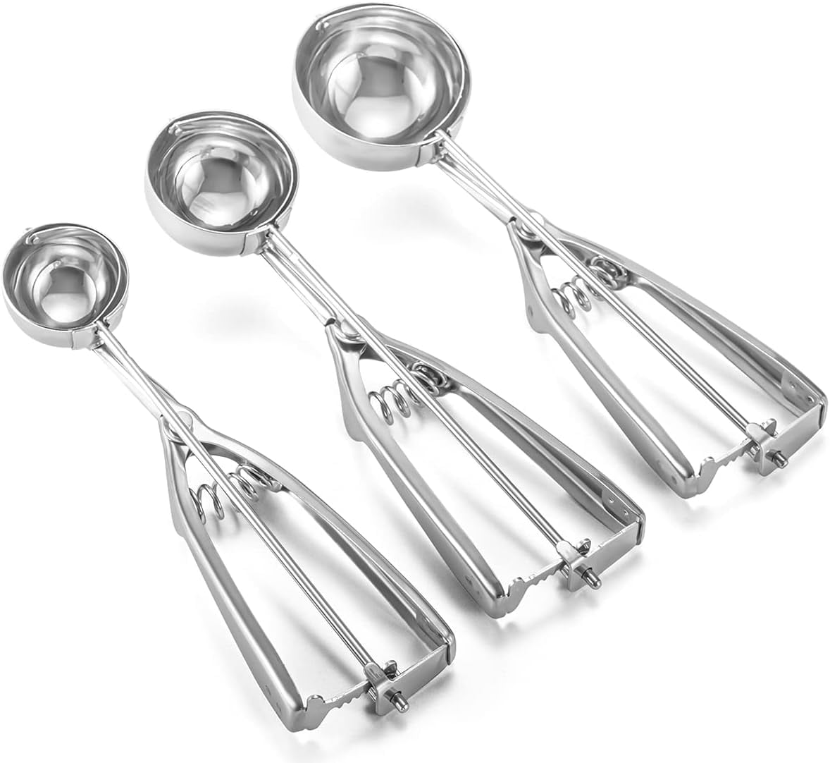 Ice Cream Scoops Set Of 3 Stainless Steel Cookie Dough Scoops In