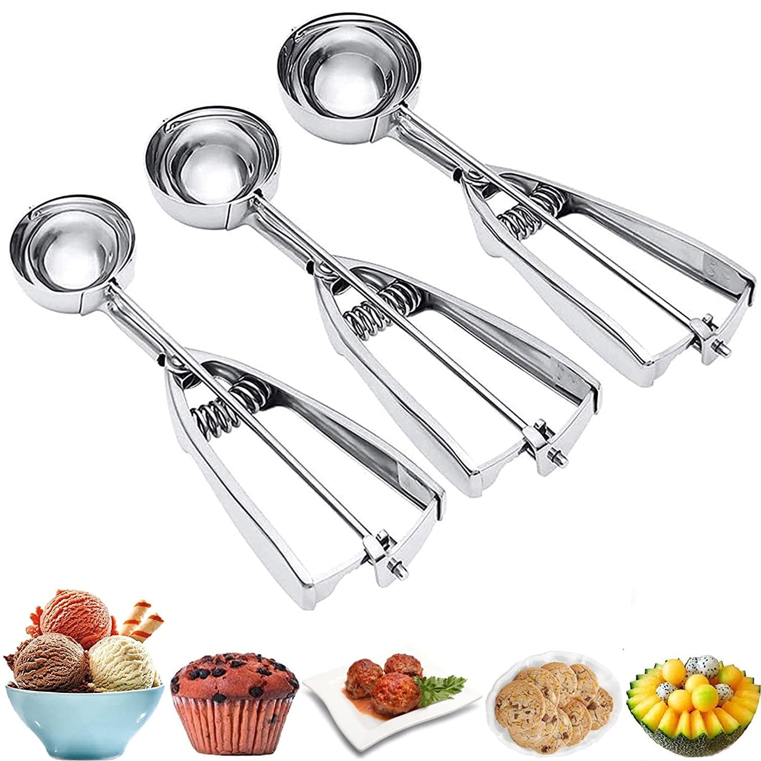 Ice Cream Scoops Stainless Cookie Scooper for Ice Cream Mash Food Spoon ...