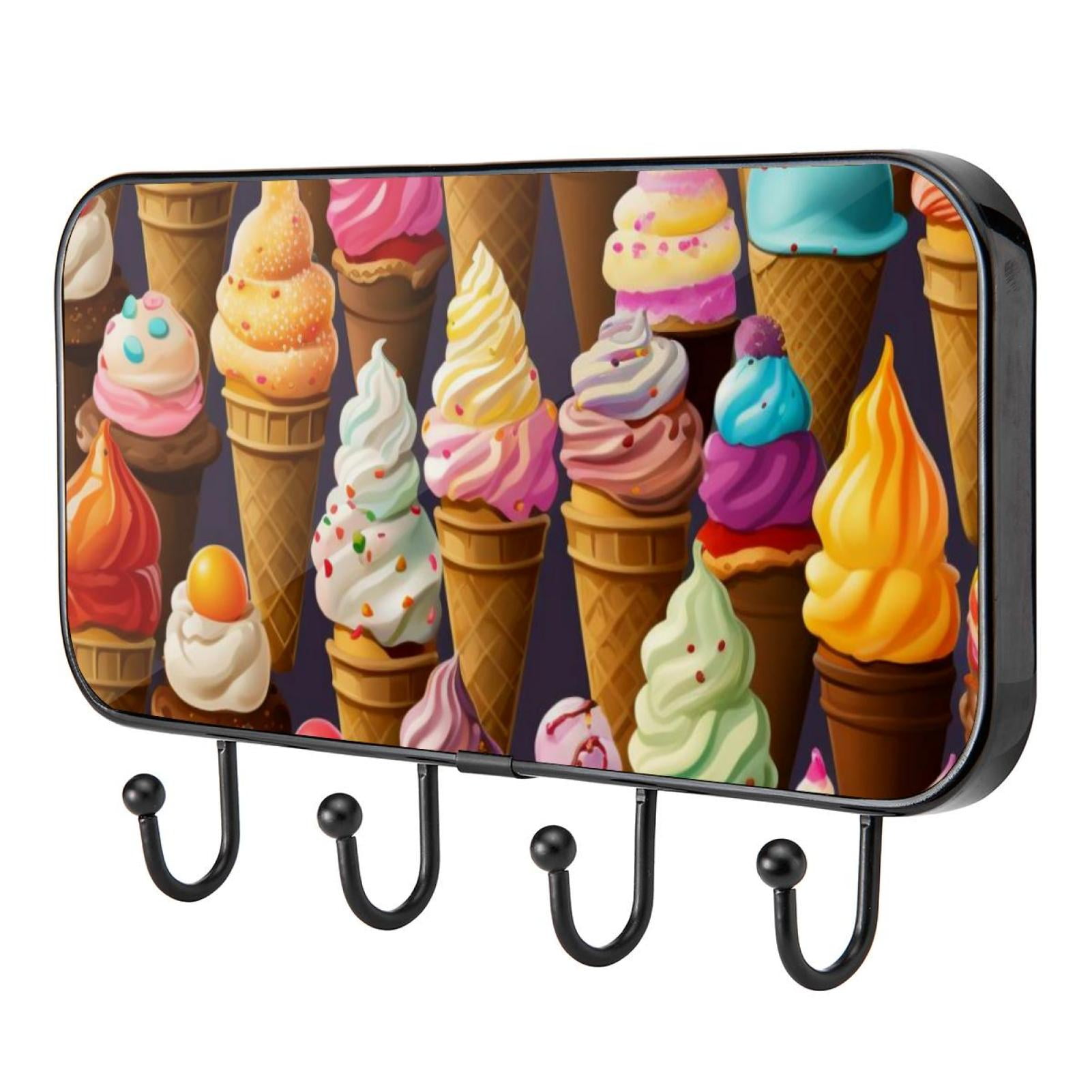 Ice Cream Self Adhesive Towel Coat Wood Iron Hooks for Home Keys Door ...