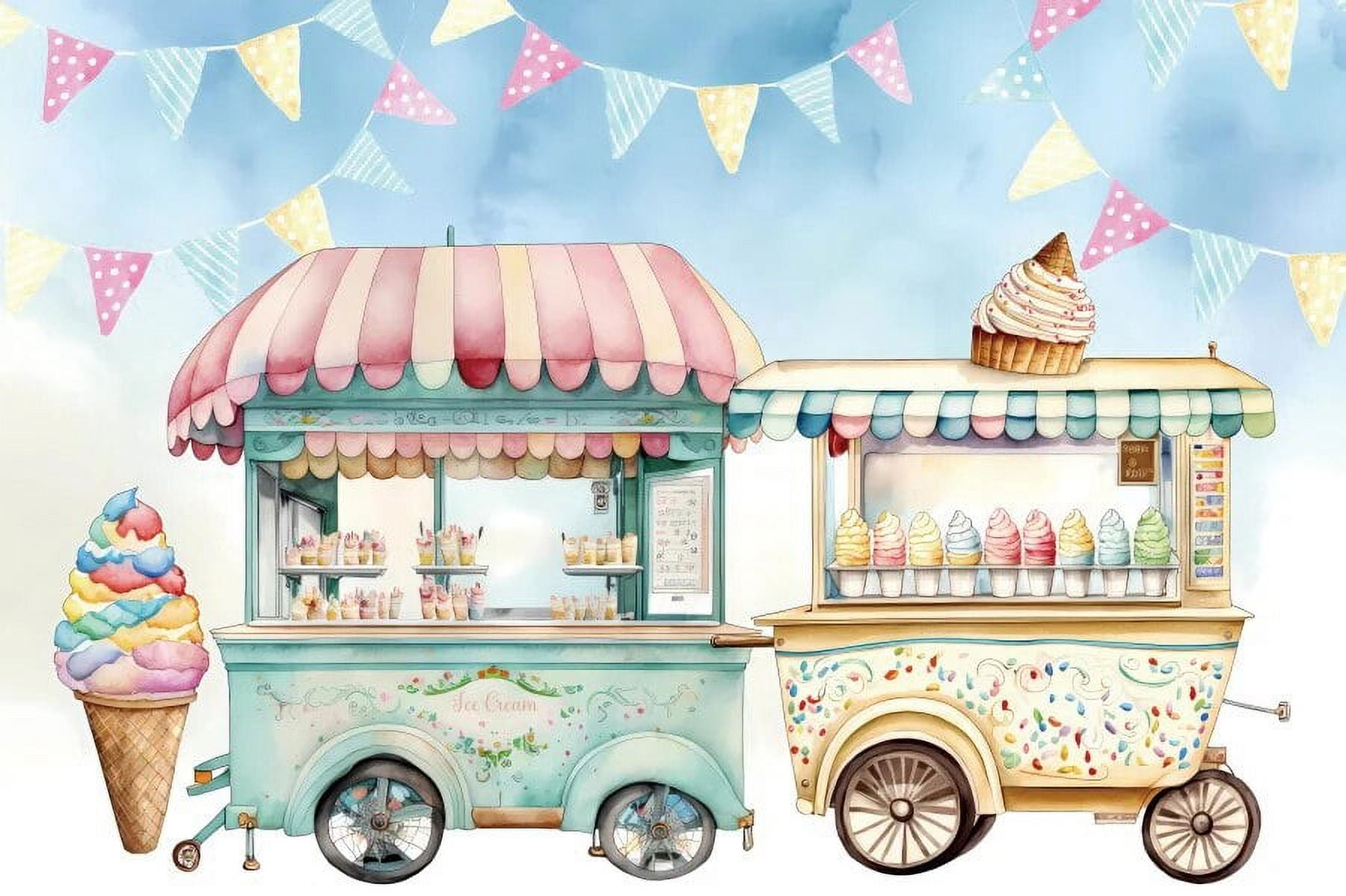 Ice Cream Shop Dessert Backdrop Summer Party Decor Girls Birthday Baby ...