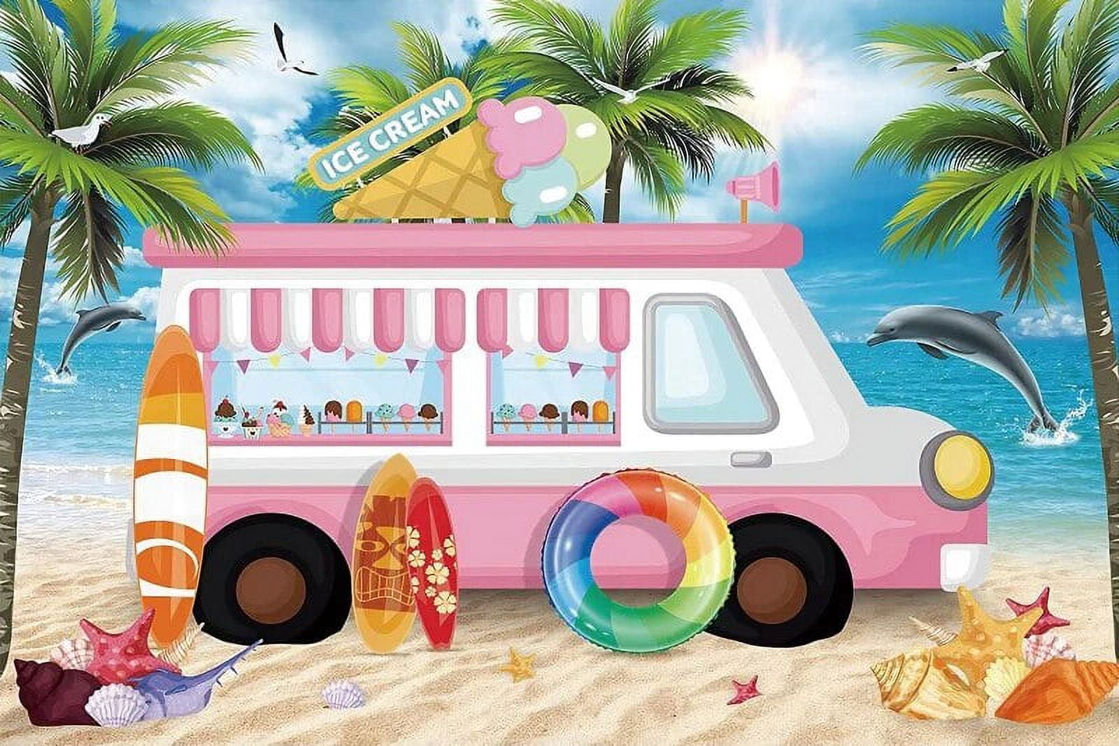 Ice Cream Shop Dessert Backdrop Summer Party Decor Girls Birthday Baby ...