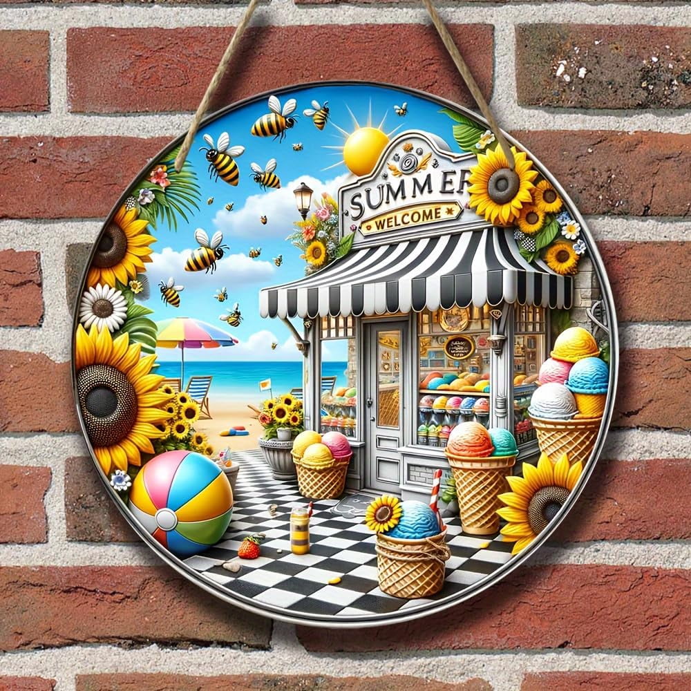 Ice Cream Shop Welcome Bee Metal Tin Poster Are Wall Decor New 12"x12 ...