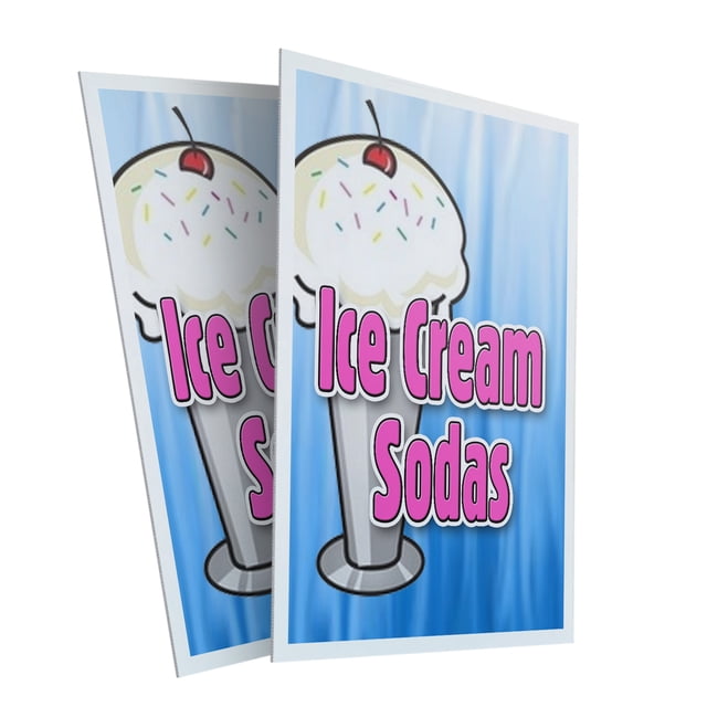 Ice Cream Sodas (2-PACK) 24" x 36" Plastic Signs | Sign Insert 4mm ...