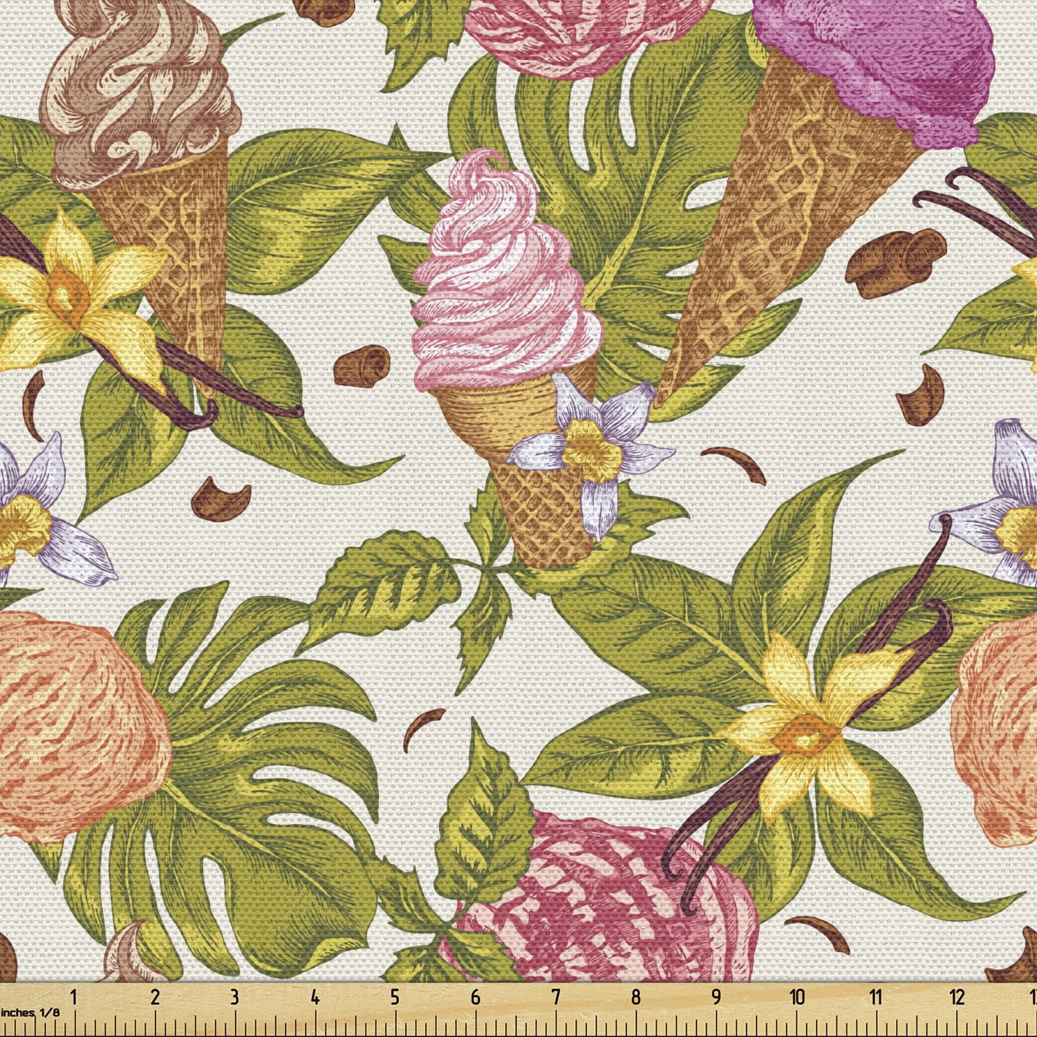 Ice Cream Sofa Upholstery Fabric by the Yard, Continuous Pattern with ...