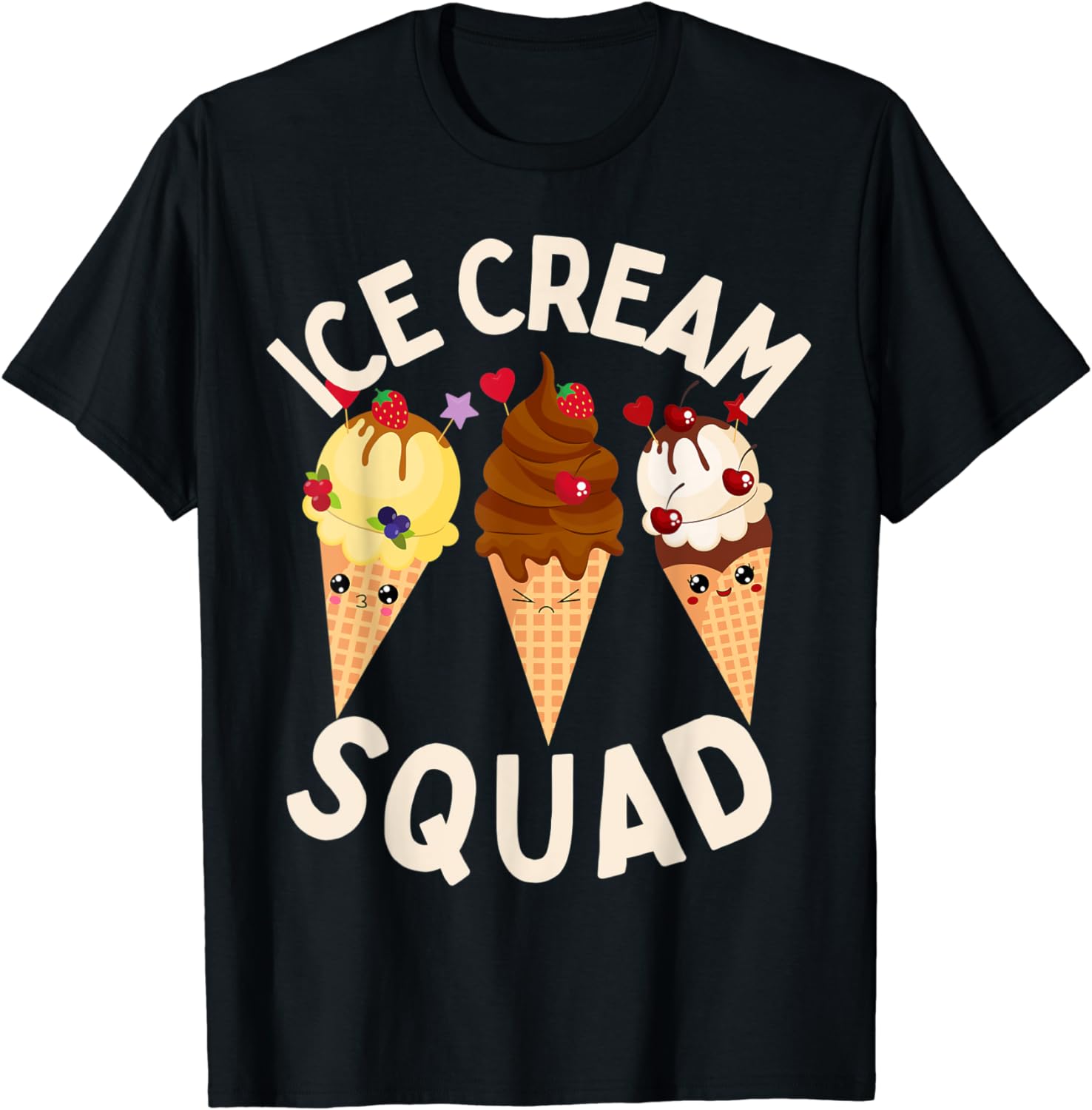 Ice Cream Squad Kawaii Summer Funny Ice Cream Lover Quotes T-Shirt ...