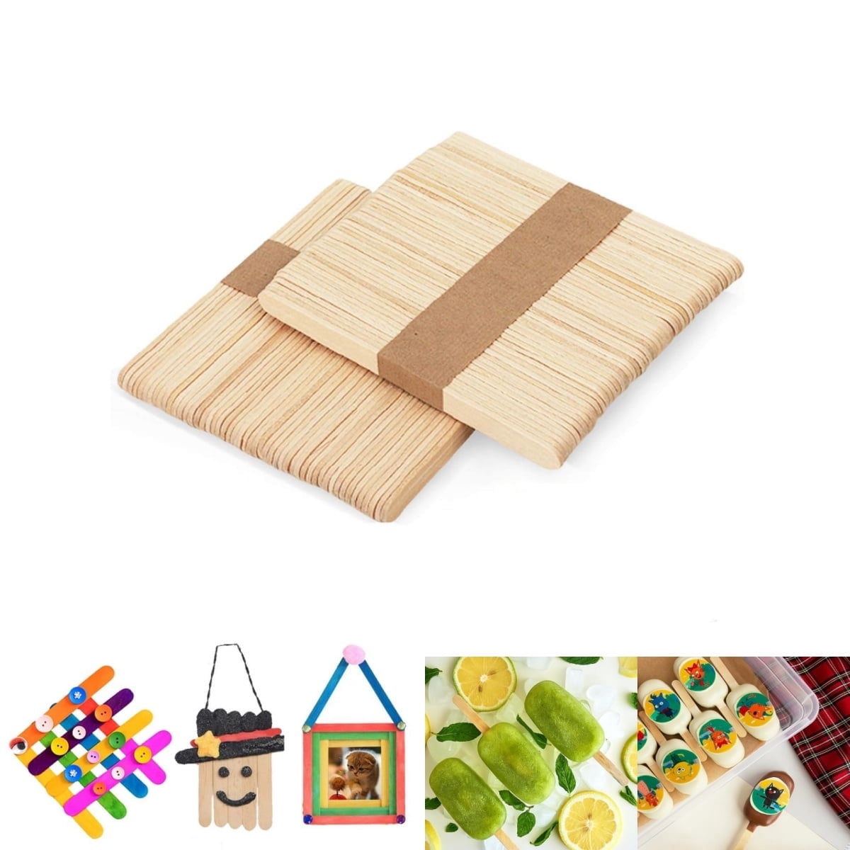Ice Cream Sticks,Wooden Wax Sticks,QZS Portable Natural Wood Popsicle ...