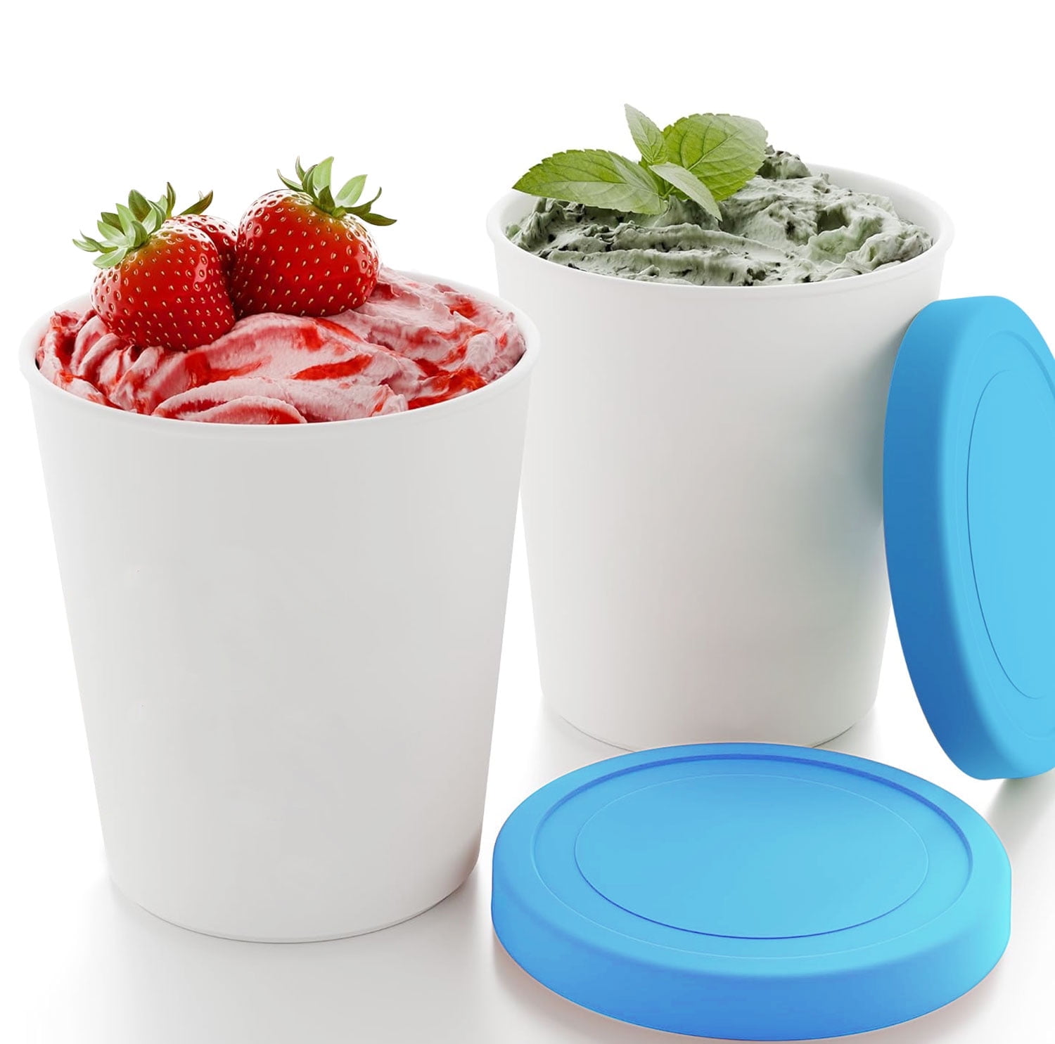 Ice Cream Storage Container for Freezer (2 Pcs) - 1 Quart for Homemade ...