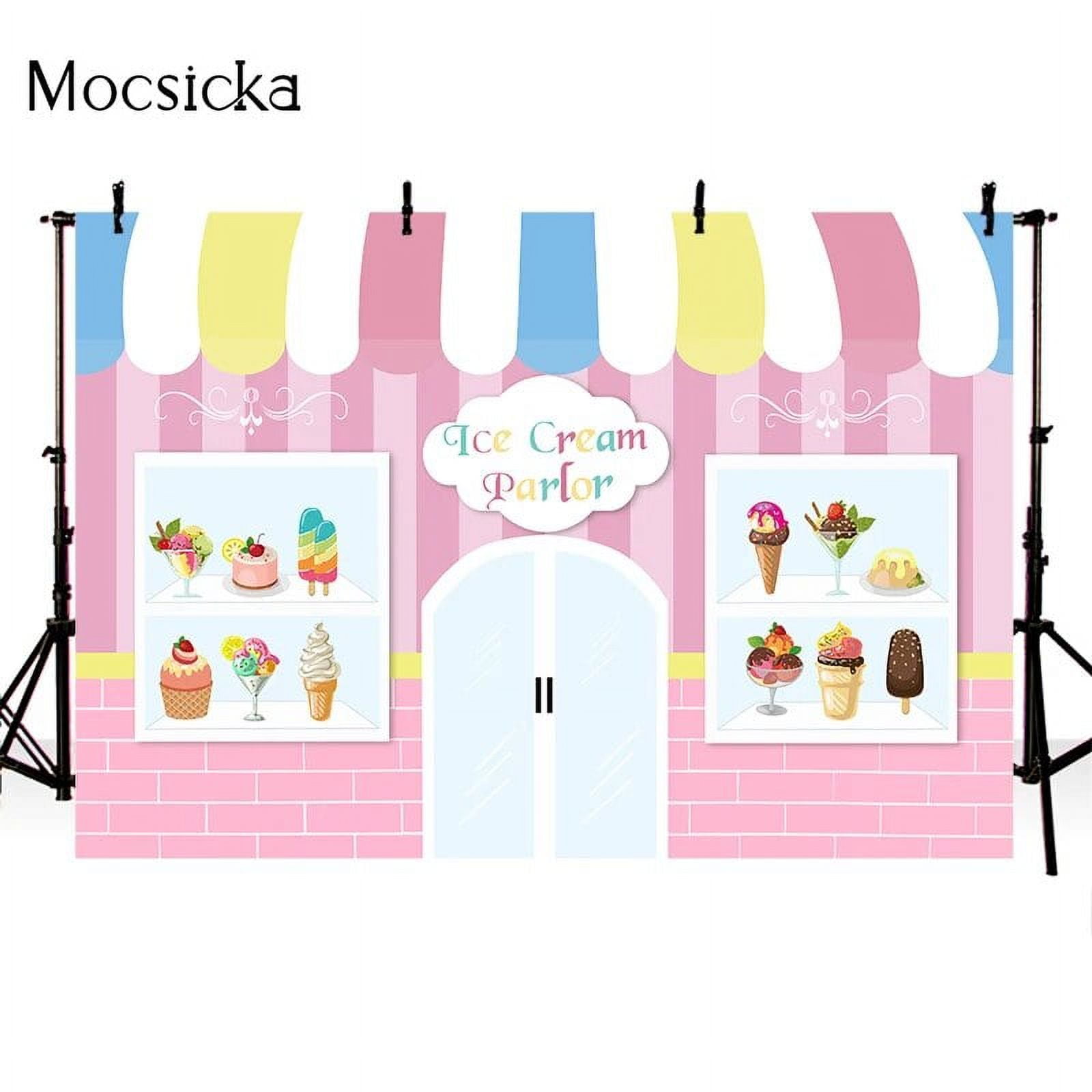 Ice Cream Store Photography Background Colorful Balloons Flowers ...